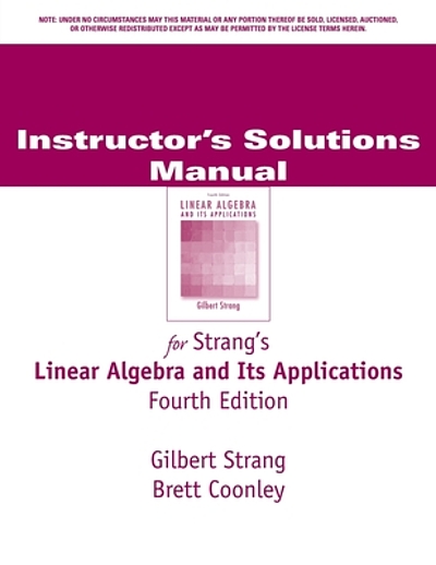 Instructor's solutions manual for Strang's Linear algebra and its ... Instructor's solutions manual for Strang's Linear algebra and its ...